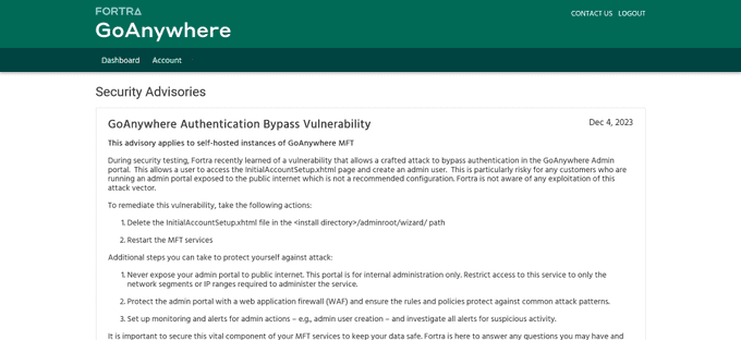 Se Publica Un Exploit Para Un Error De Autenticación Vía Bypass De Fortra Goanywhere Mft
